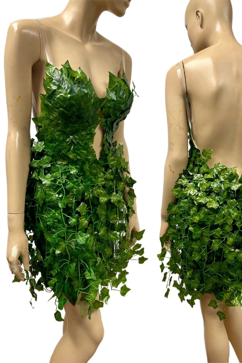 Mother Nature Poison Ivy Mini Backless Plunge Dress Costume Rave Cospl ...
