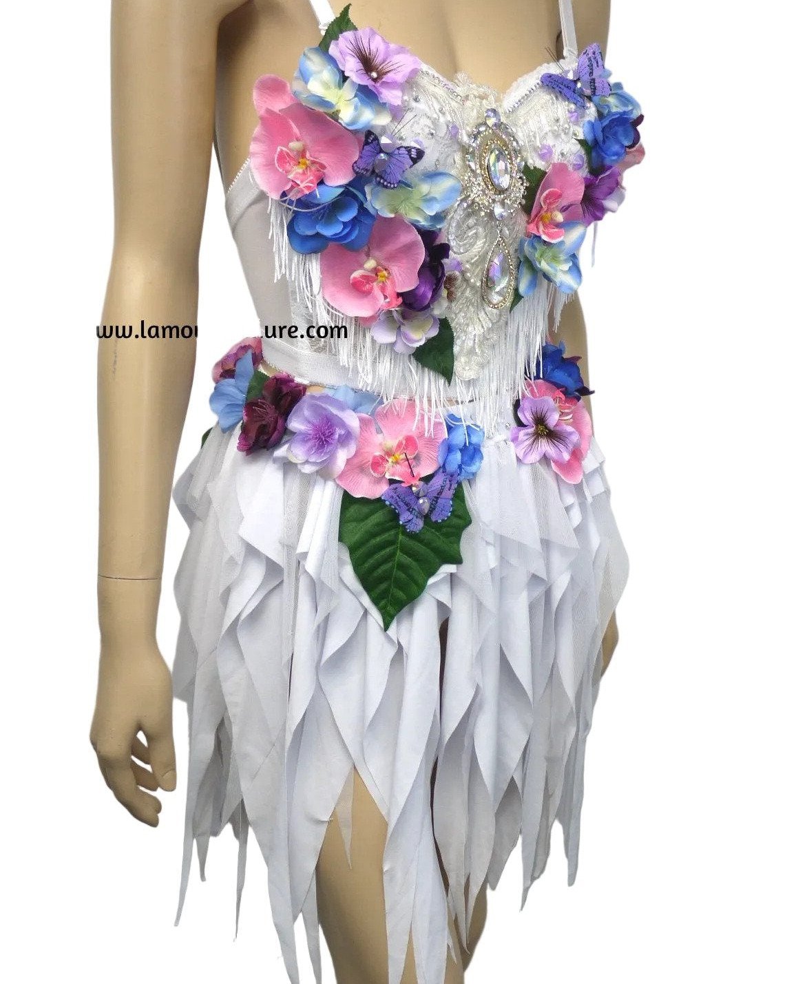 Iridescent Pink and Purple Flower Fairy Bra and Skirt Costume Dance Ra ...